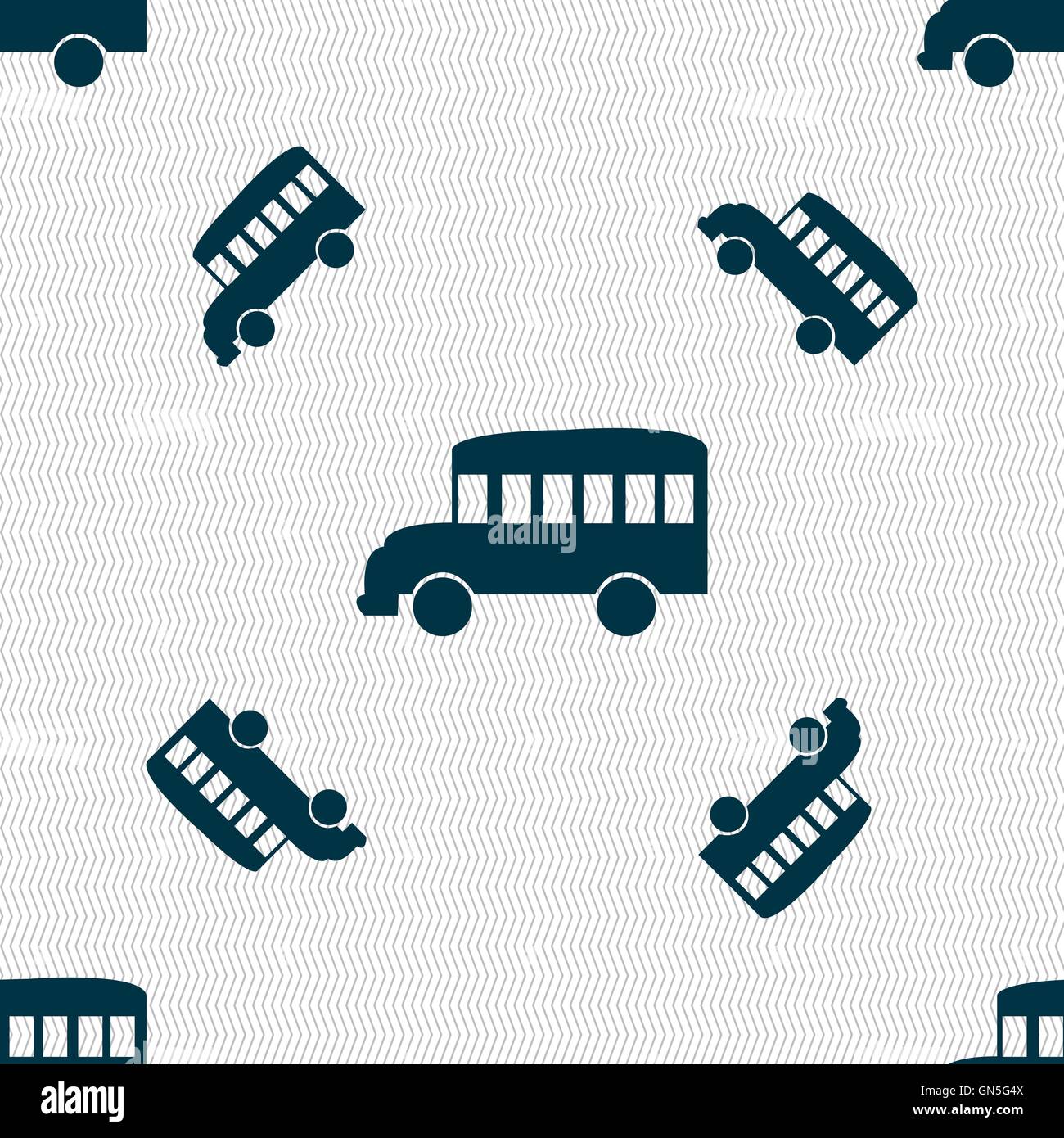 Bus icon sign. Seamless pattern with geometric texture. Vector Stock ...