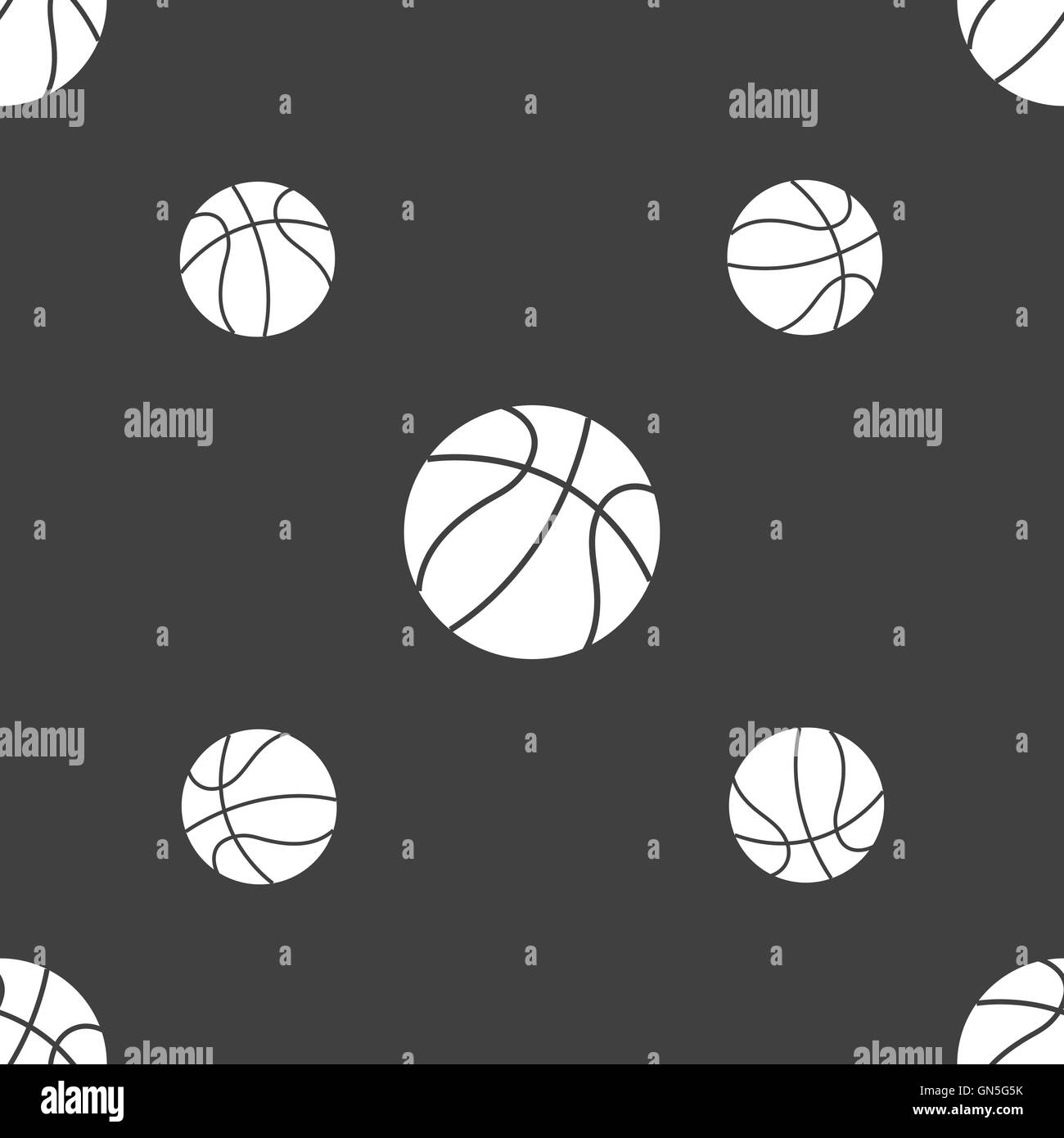 Basketball icon sign. Seamless pattern on a gray background. Vector ...
