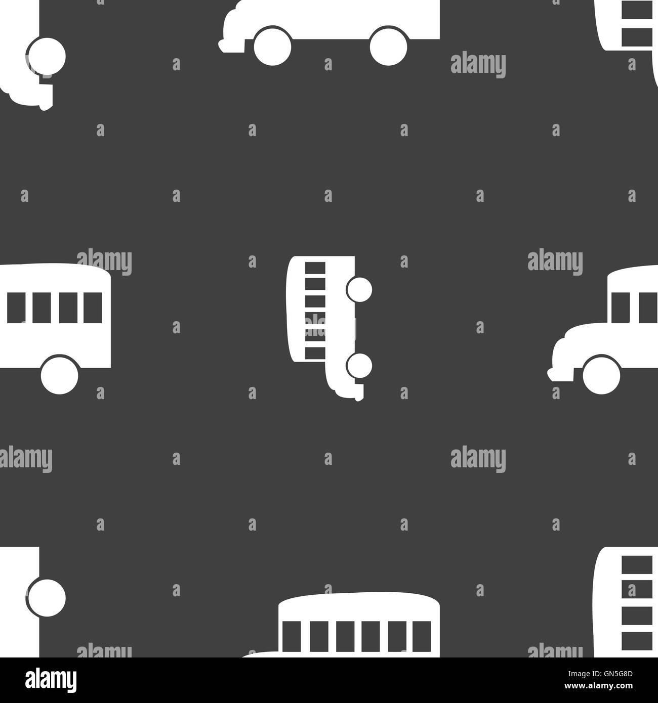 Bus icon sign. Seamless pattern on a gray background. Vector Stock ...