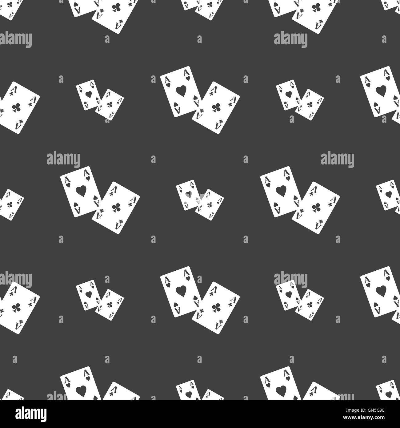Two Aces icon sign. Seamless pattern on a gray background. Vector Stock ...