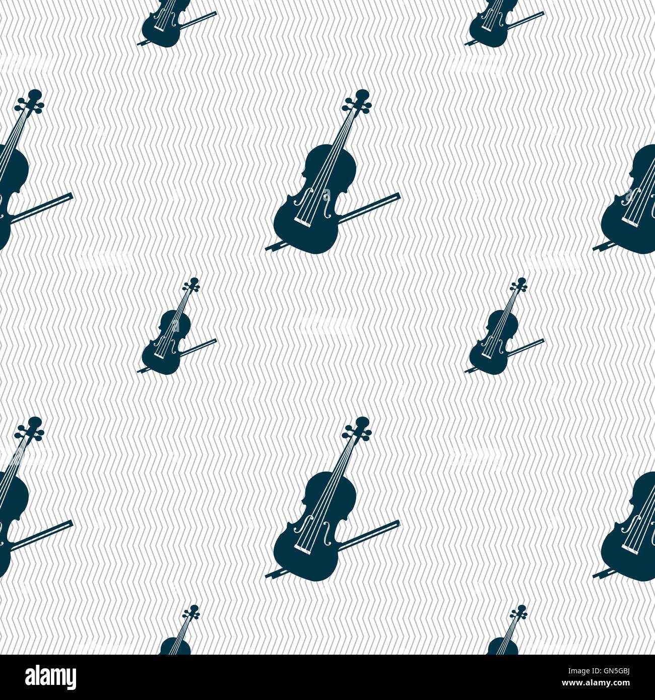 Violin icon sign. Seamless pattern with geometric texture. Vector Stock ...