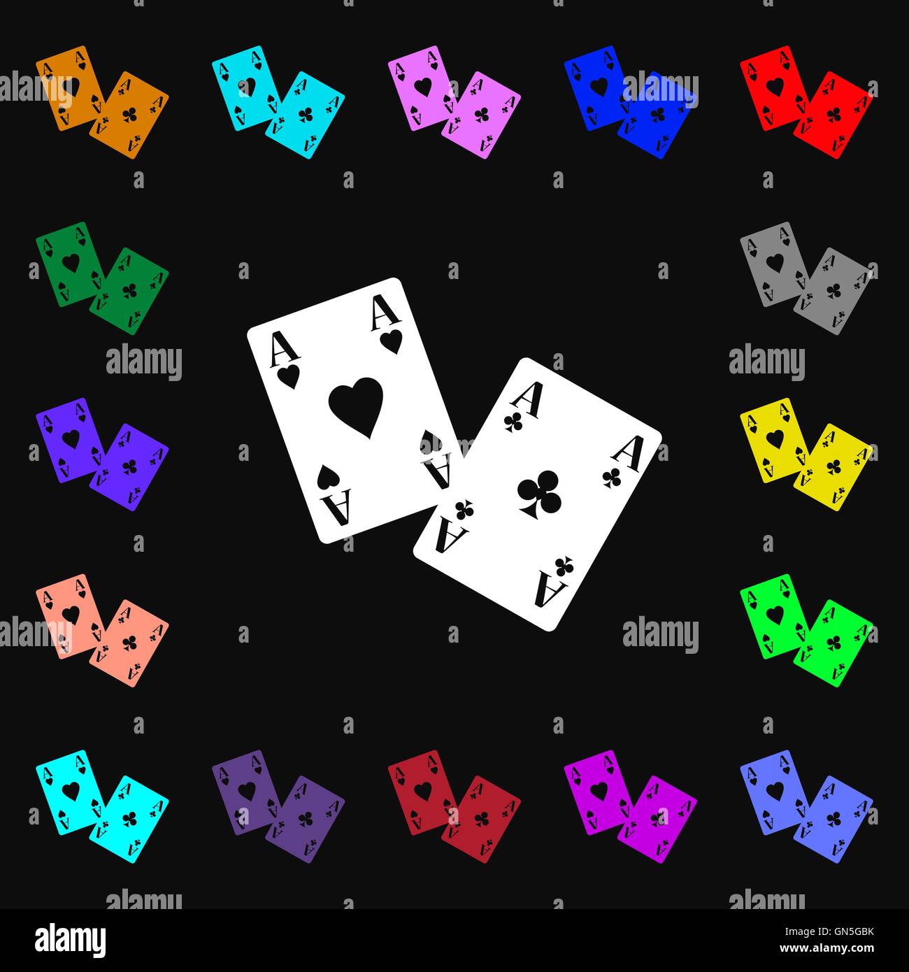 Two Aces icon sign. Lots of colorful symbols for your design. Vector ...