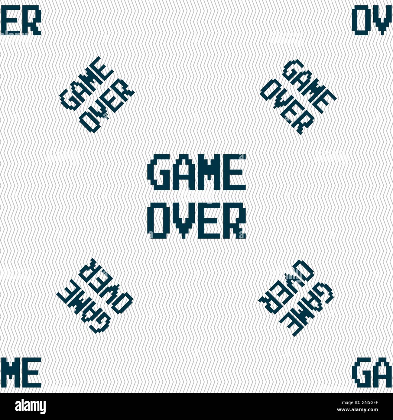 Game over concept icon sign. Seamless pattern with geometric texture ...