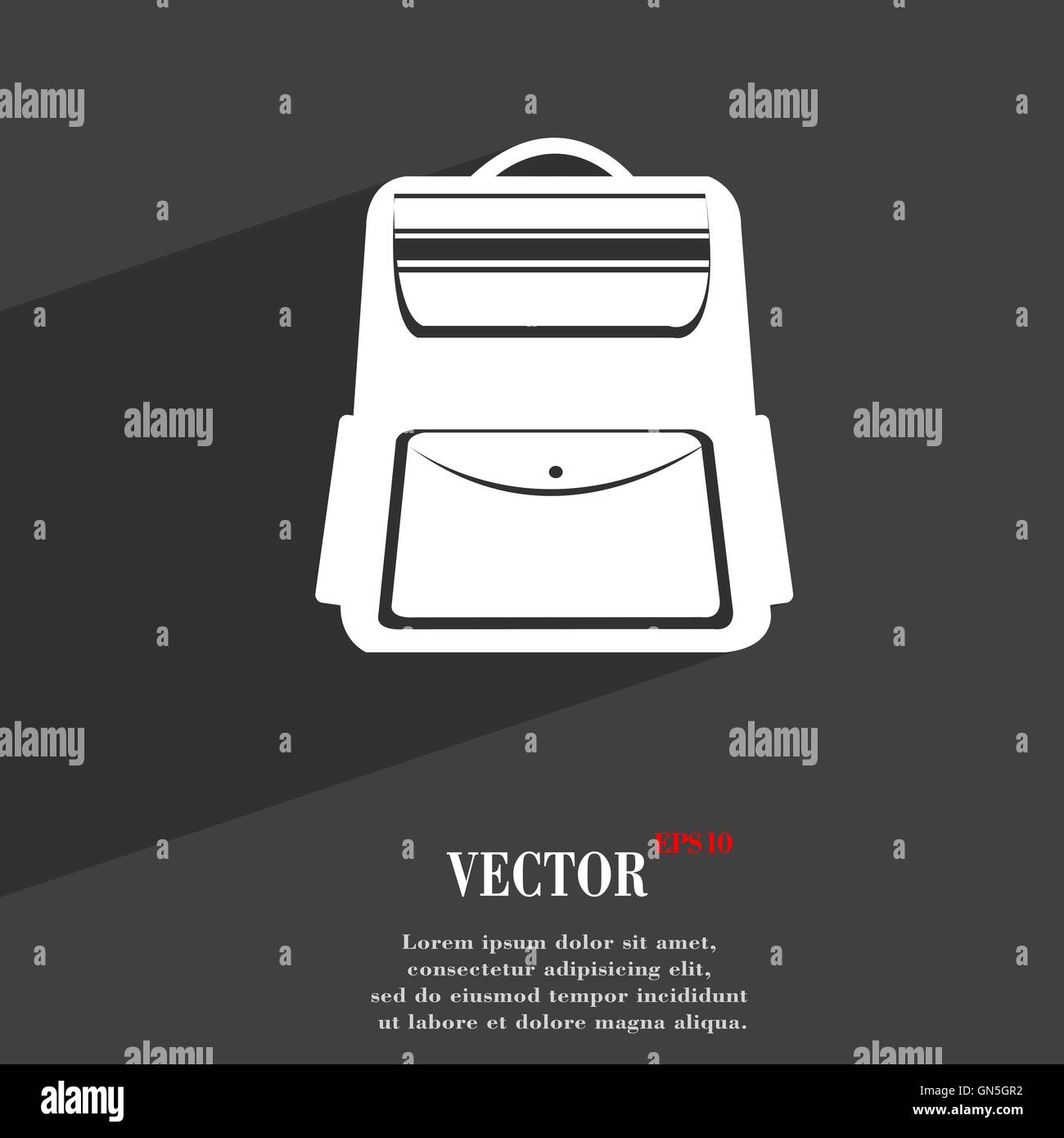 School Backpack symbol Flat modern web design with long shadow and ...