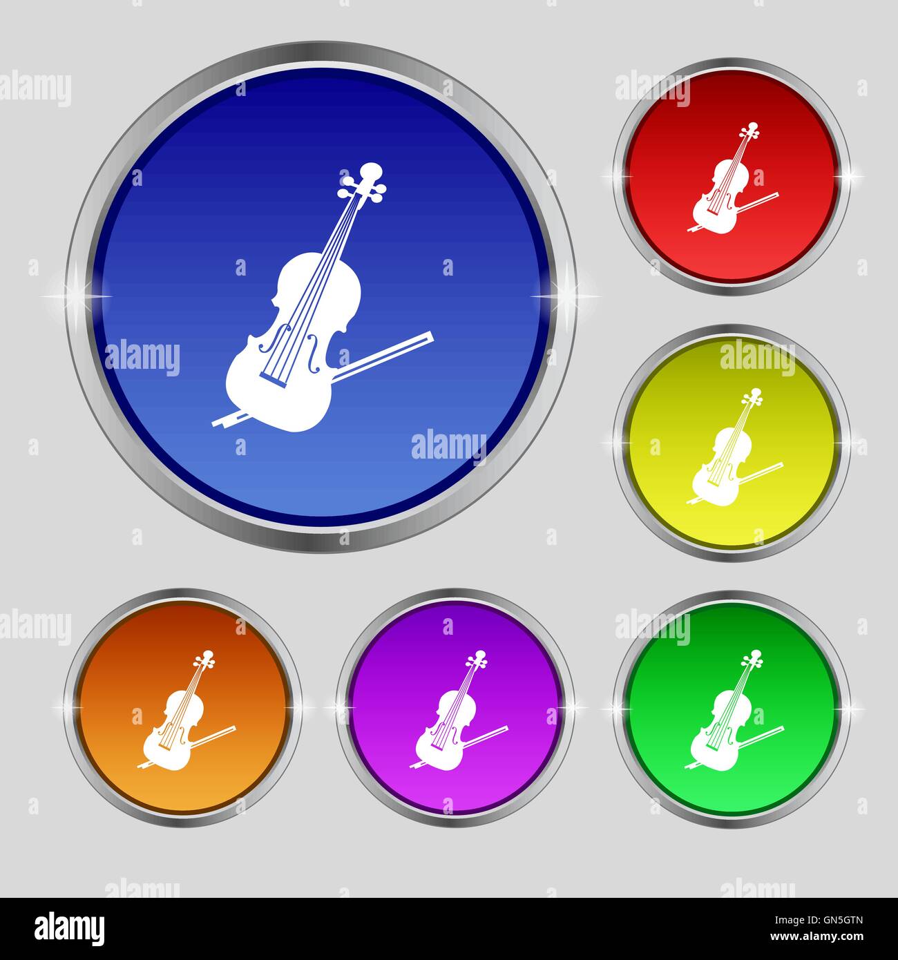 Violin icon sign. Round symbol on bright colourful buttons. Vector Stock Vector Image & Art - Alamy
