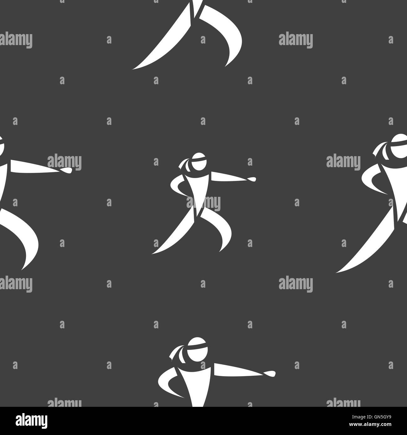 Karate kick icon sign. Seamless pattern on a gray background. Vector ...