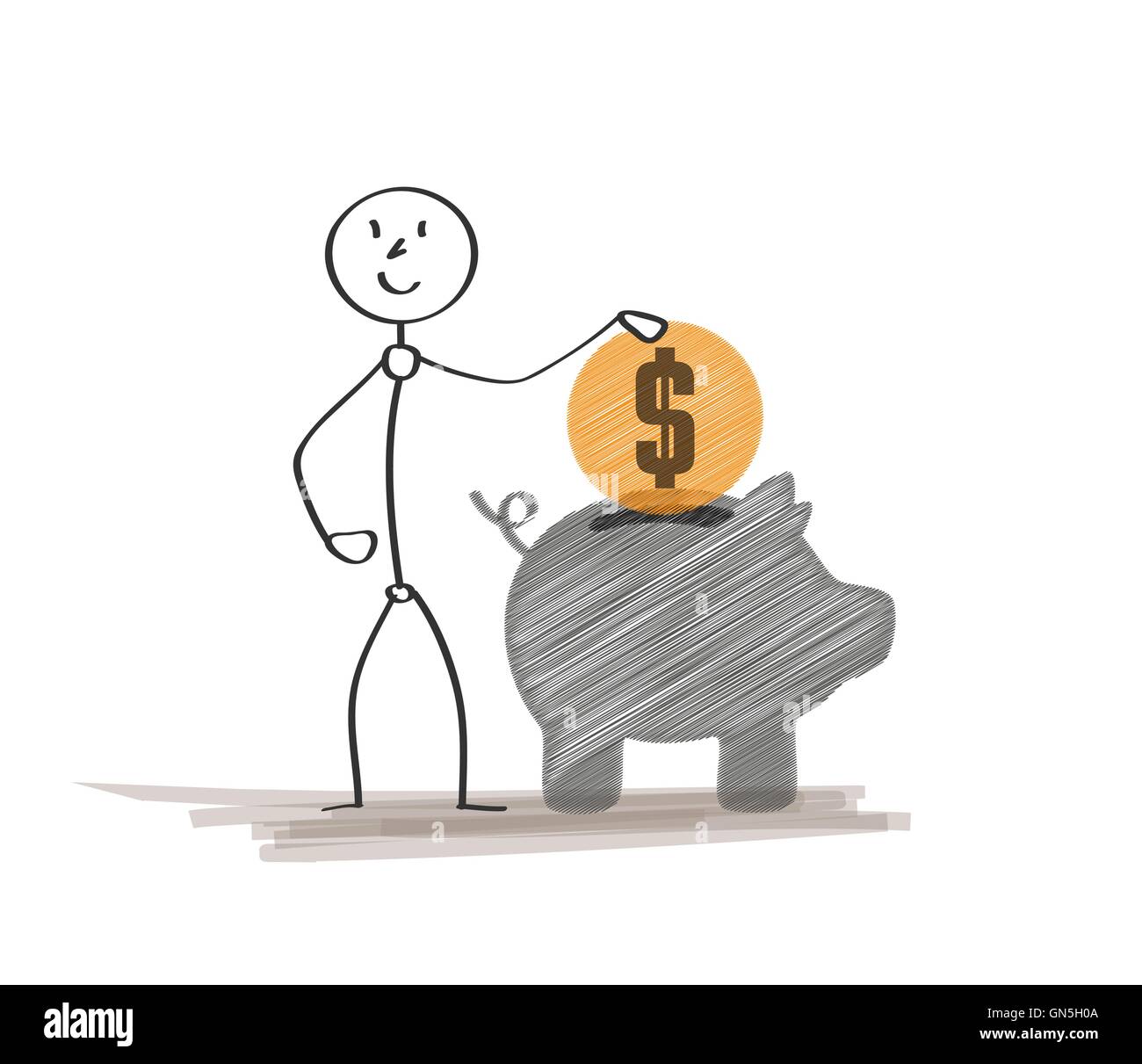 Cartoon illustration man coin head hi-res stock photography and images ...