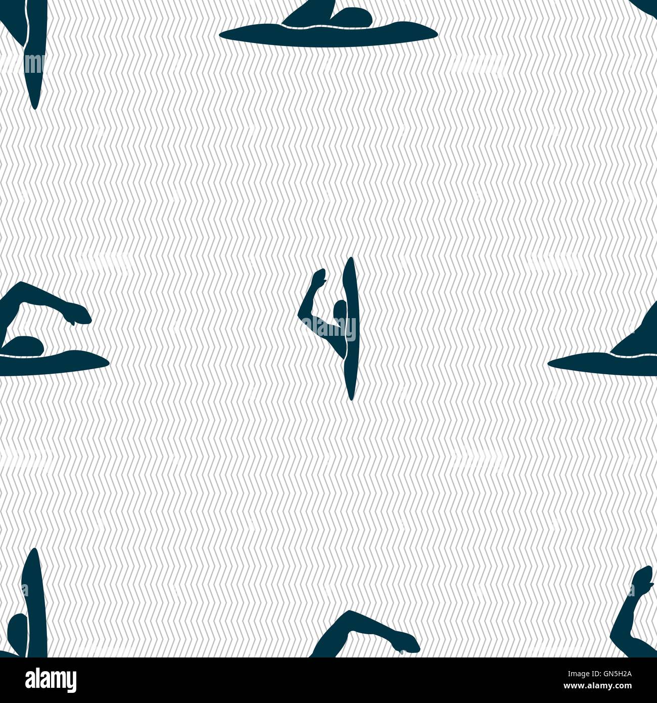 swimmer icon sign. Seamless pattern with geometric texture. Vector ...