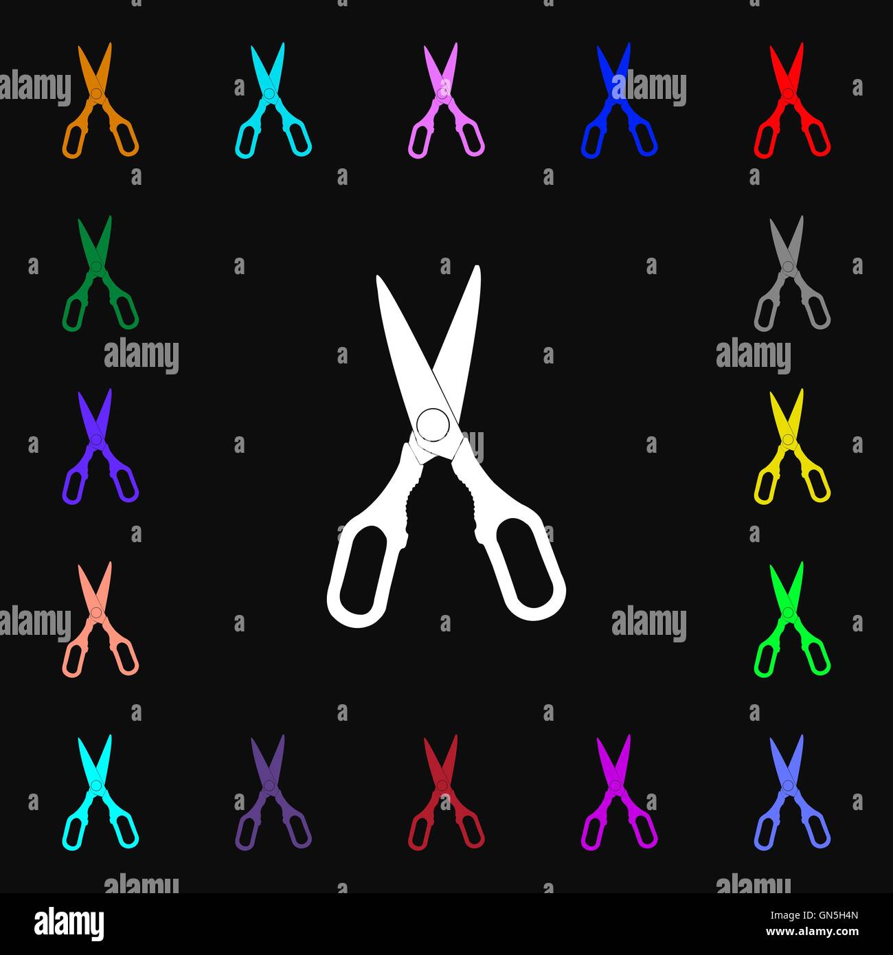 Scissors icon sign. Lots of colorful symbols for your design. Vector ...
