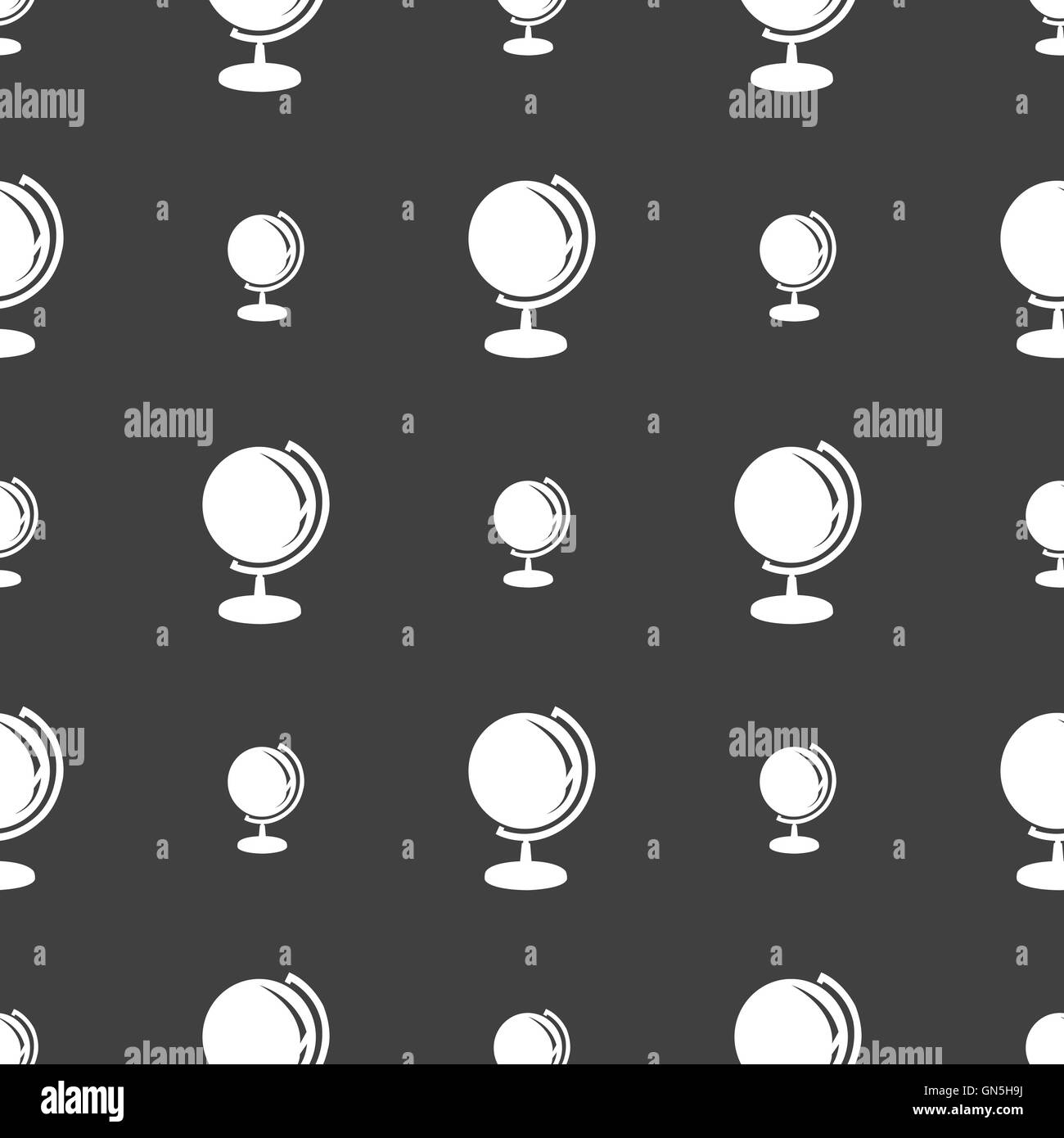 Globe icon sign. Seamless pattern on a gray background. Vector Stock ...