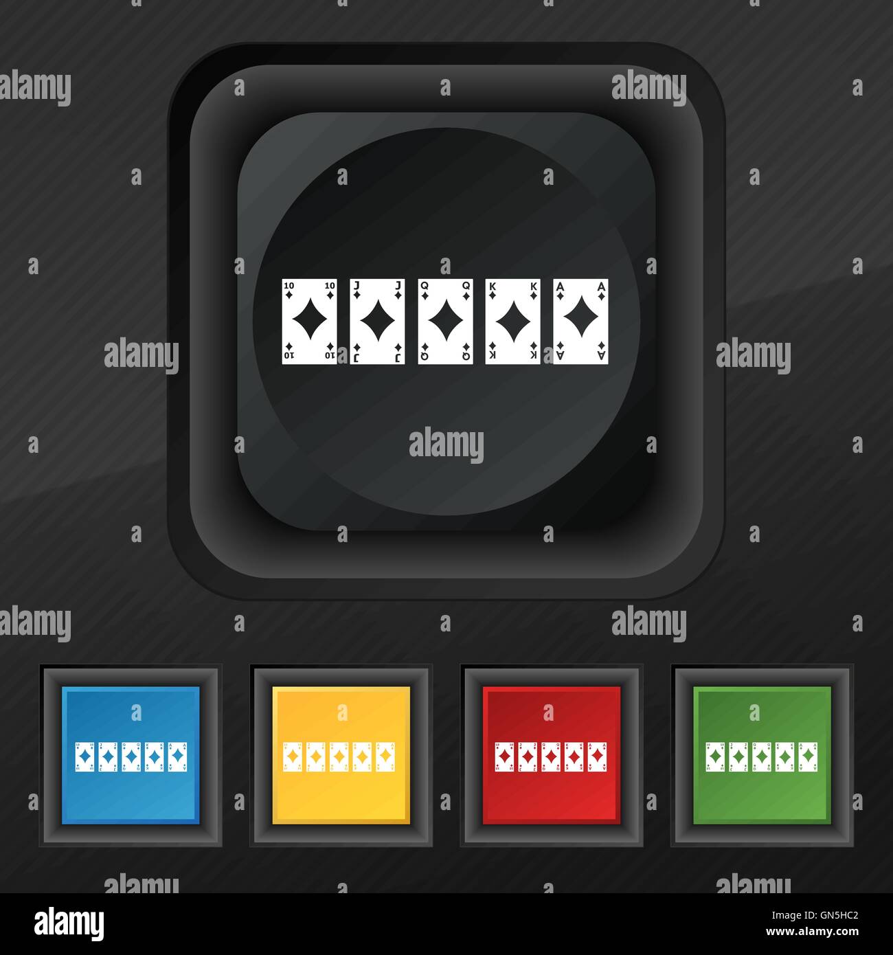 A royal straight flush playing cards poker hand in hearts icon symbol ...