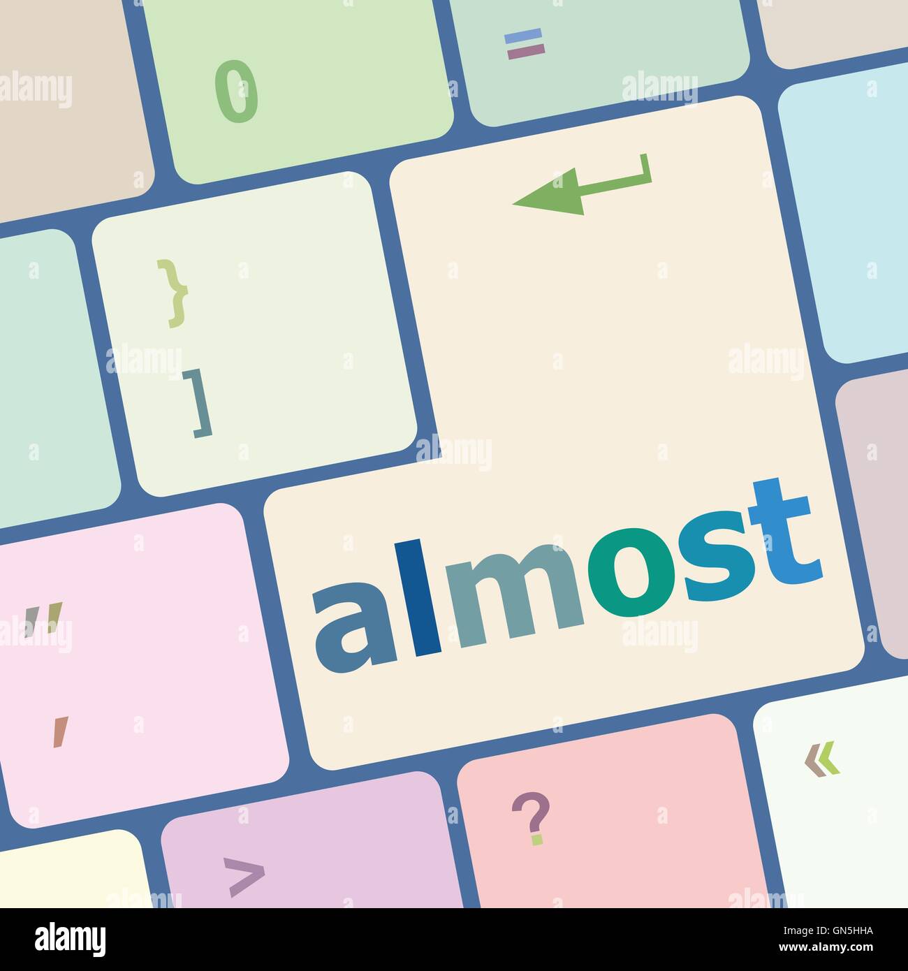 almost words concept with key on keyboard vector illustration Stock ...