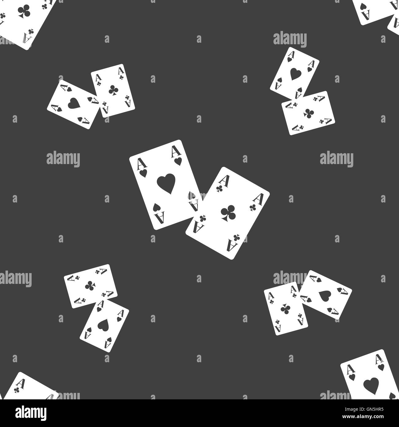 Two Aces icon sign. Seamless pattern on a gray background. Vector Stock ...
