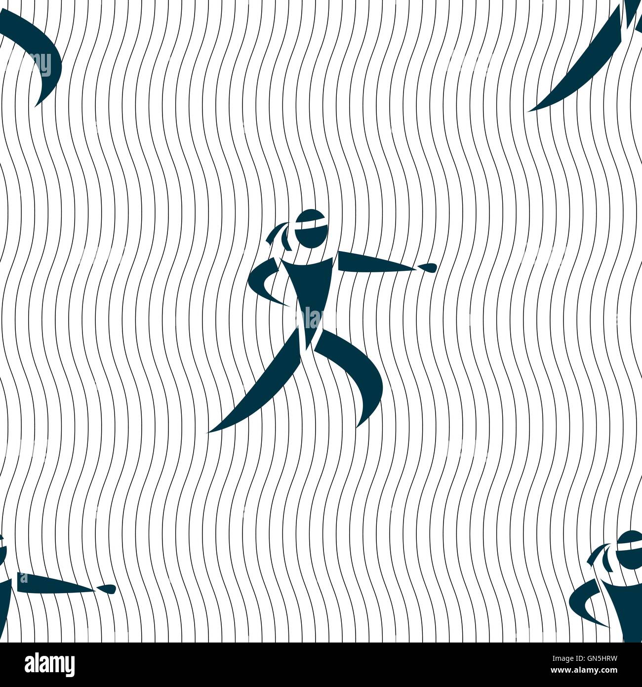 Karate kick icon sign. Seamless pattern with geometric texture. Vector ...