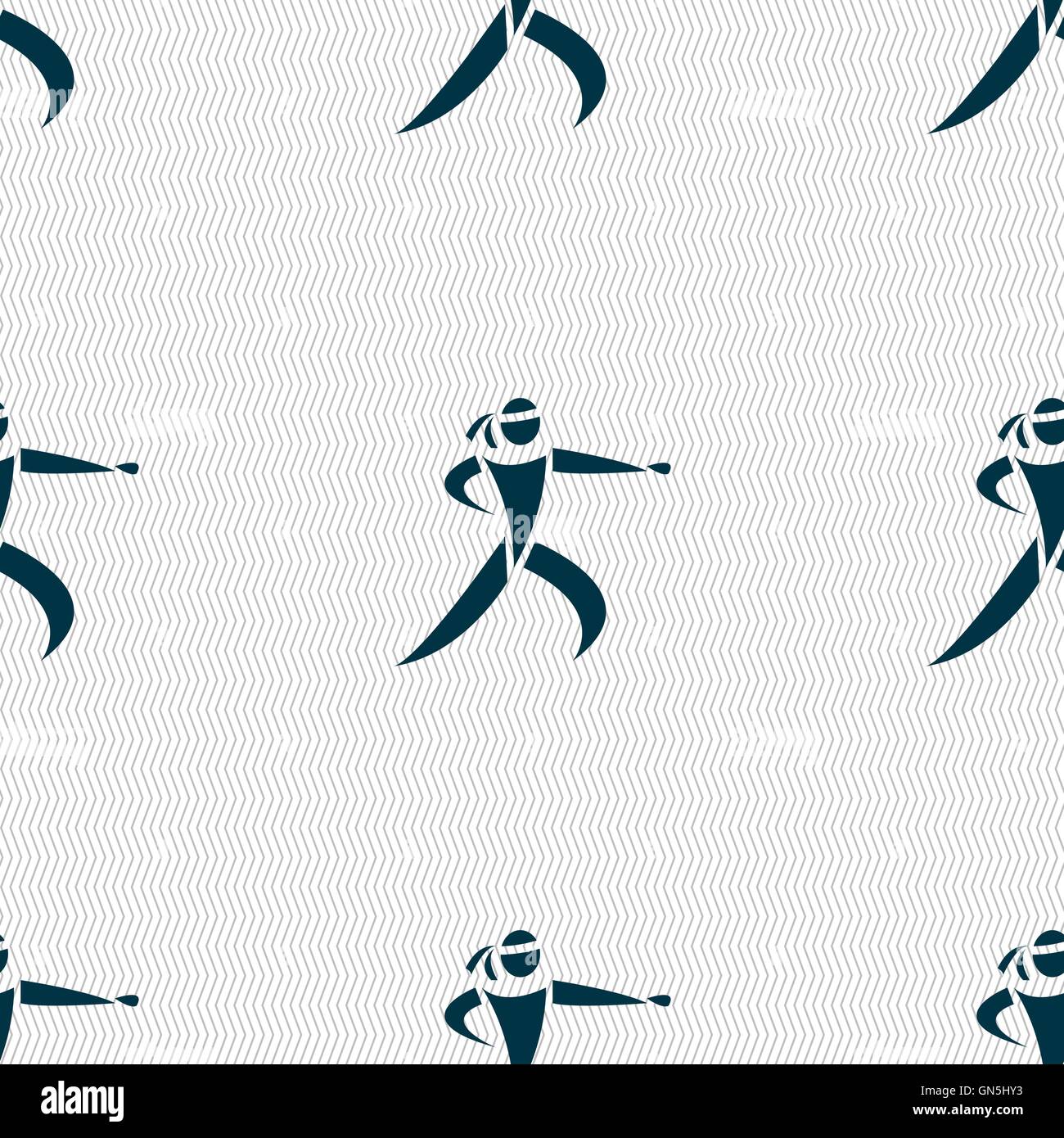 Karate kick icon sign. Seamless pattern with geometric texture. Vector ...