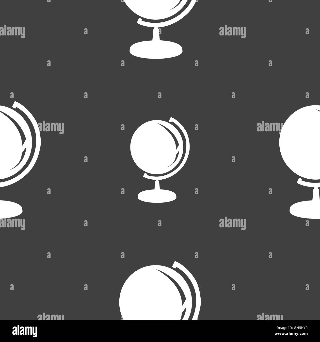 Globe icon sign. Seamless pattern on a gray background. Vector Stock ...
