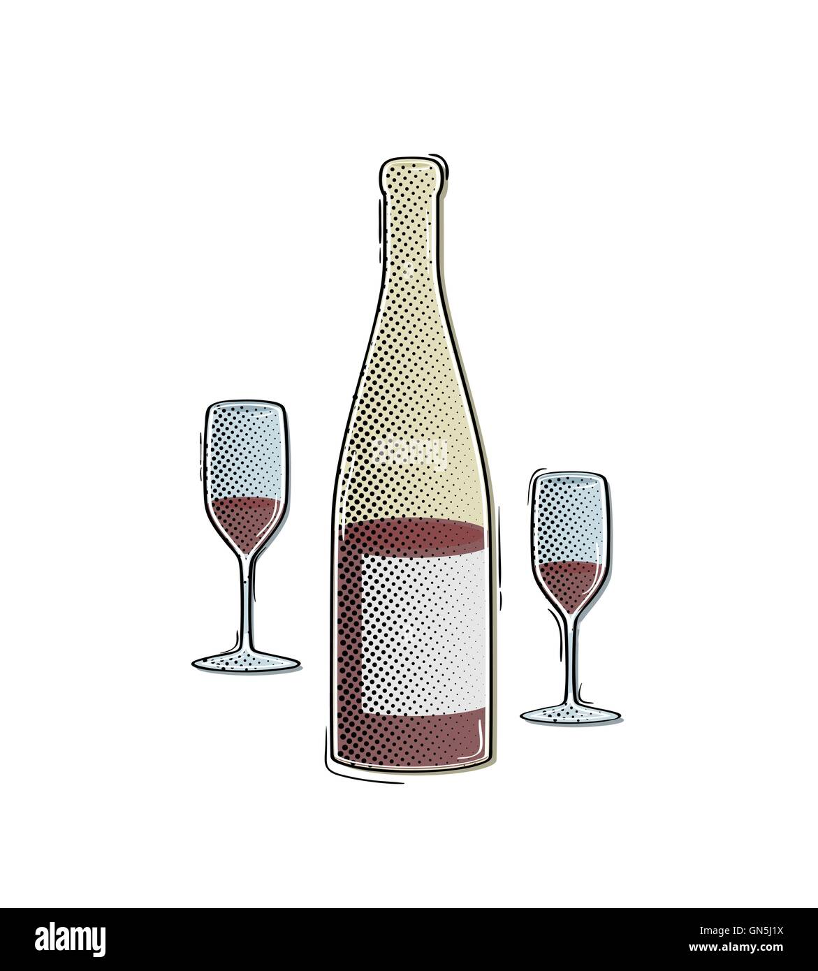 comic bottle and glasses Stock Vector Image & Art - Alamy