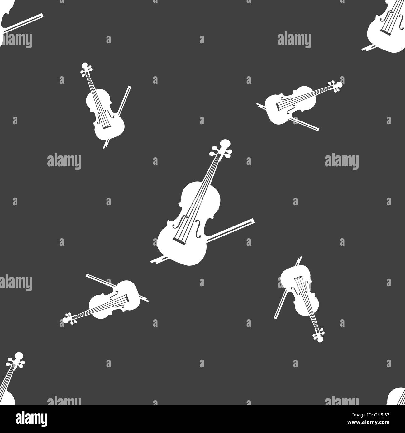 Violin icon sign. Seamless pattern on a gray background. Vector Stock ...