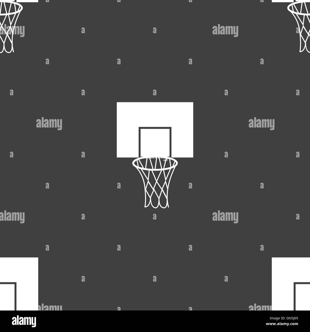 Basketball backboard icon sign. Seamless pattern on a gray background ...