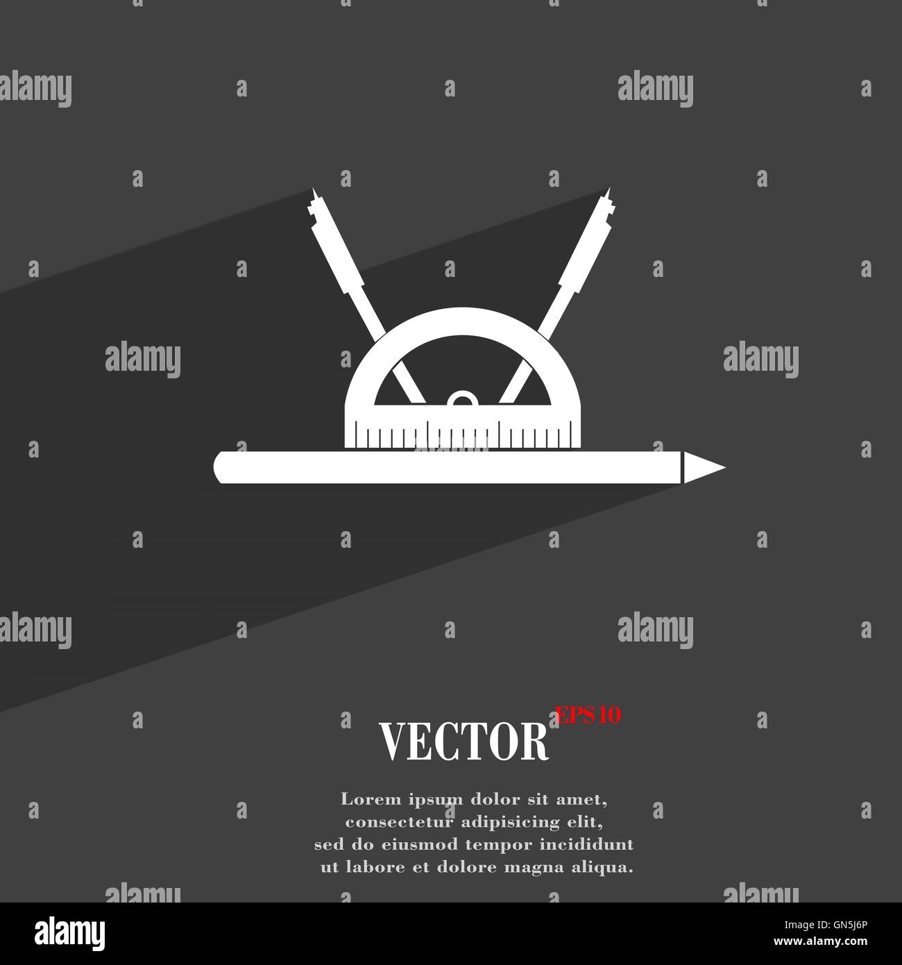 the compass and protractor. characters geometry. Education symbol Flat ...