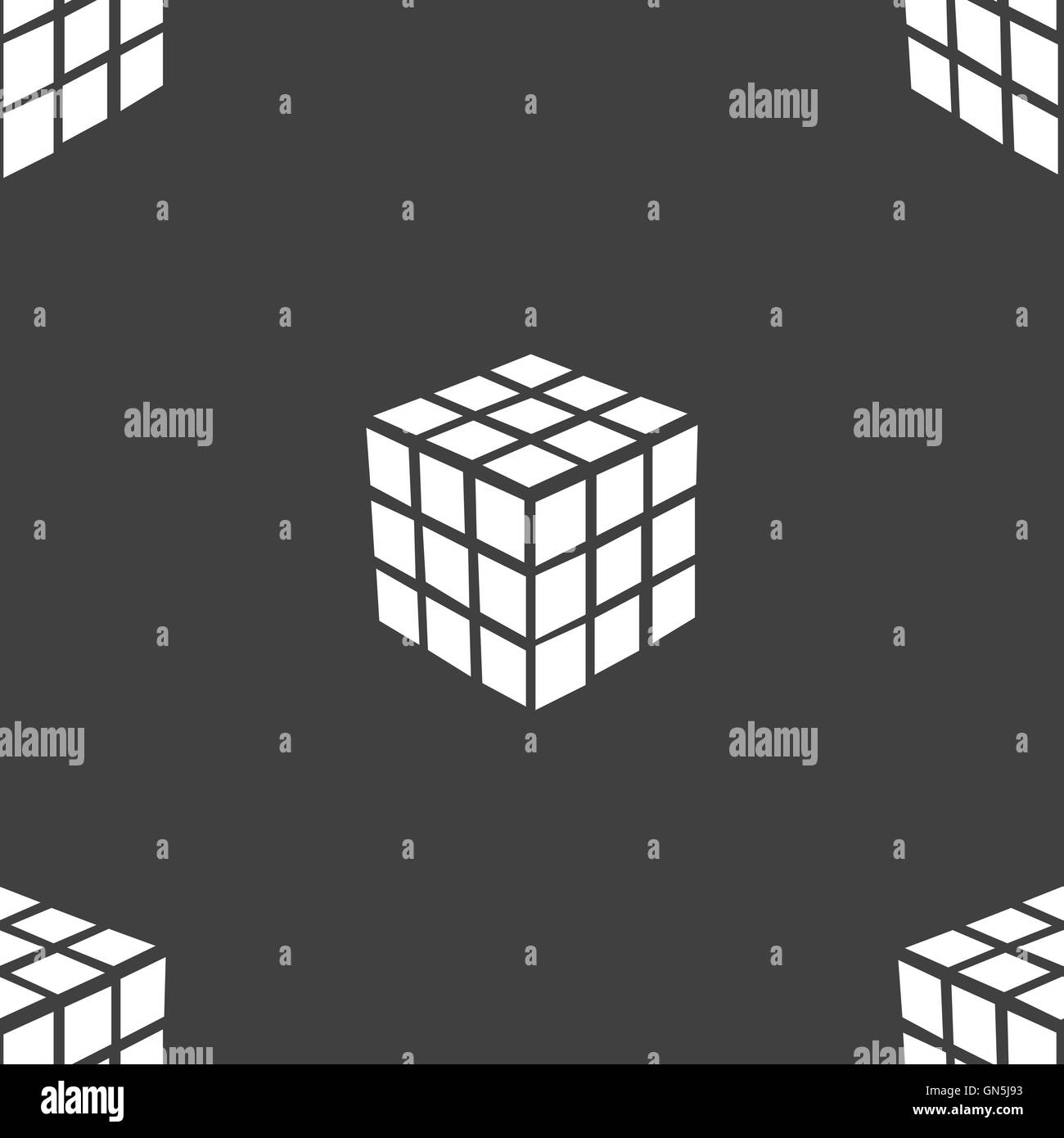 A three sided cube puzzle box in 3D icon sign. Seamless pattern on a ...