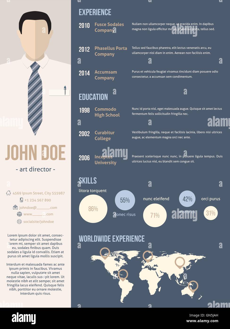 Resume cv template with business man photo Stock Vector Image & Art - Alamy