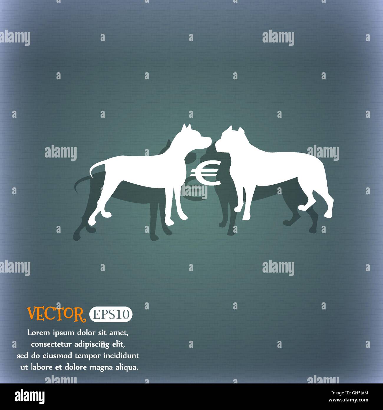 Betting on dog fighting icon. On the blue-green abstract background ...