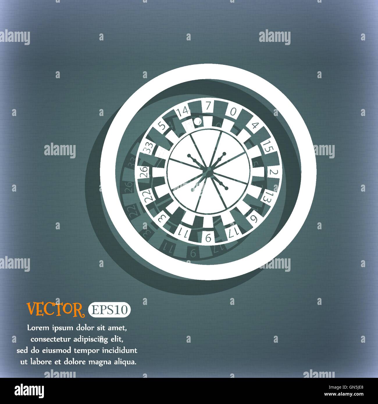 casino roulette wheel icon. On the blue-green abstract background with ...