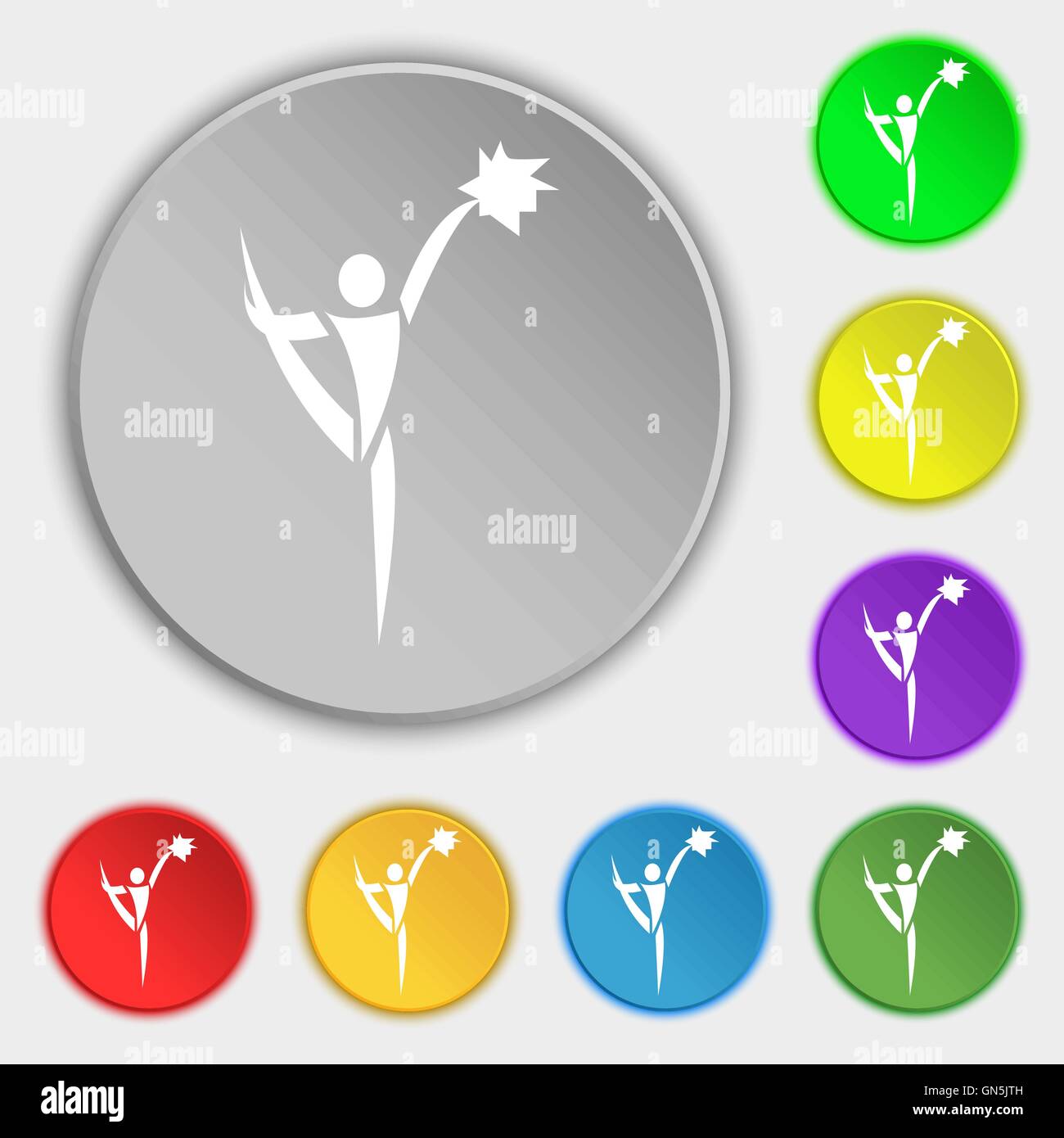 cheerleader icon sign. Symbol on eight flat buttons. Vector Stock ...