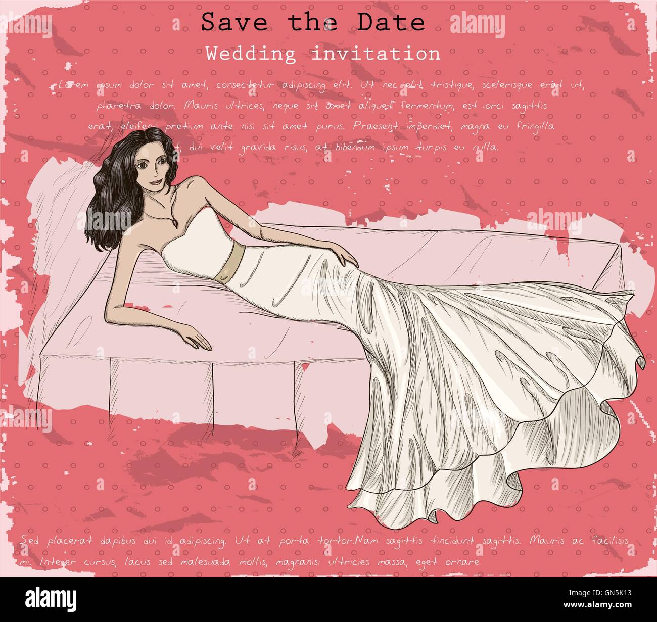 Vintage poster with beautiful wedding dress Stock Vector Image & Art ...