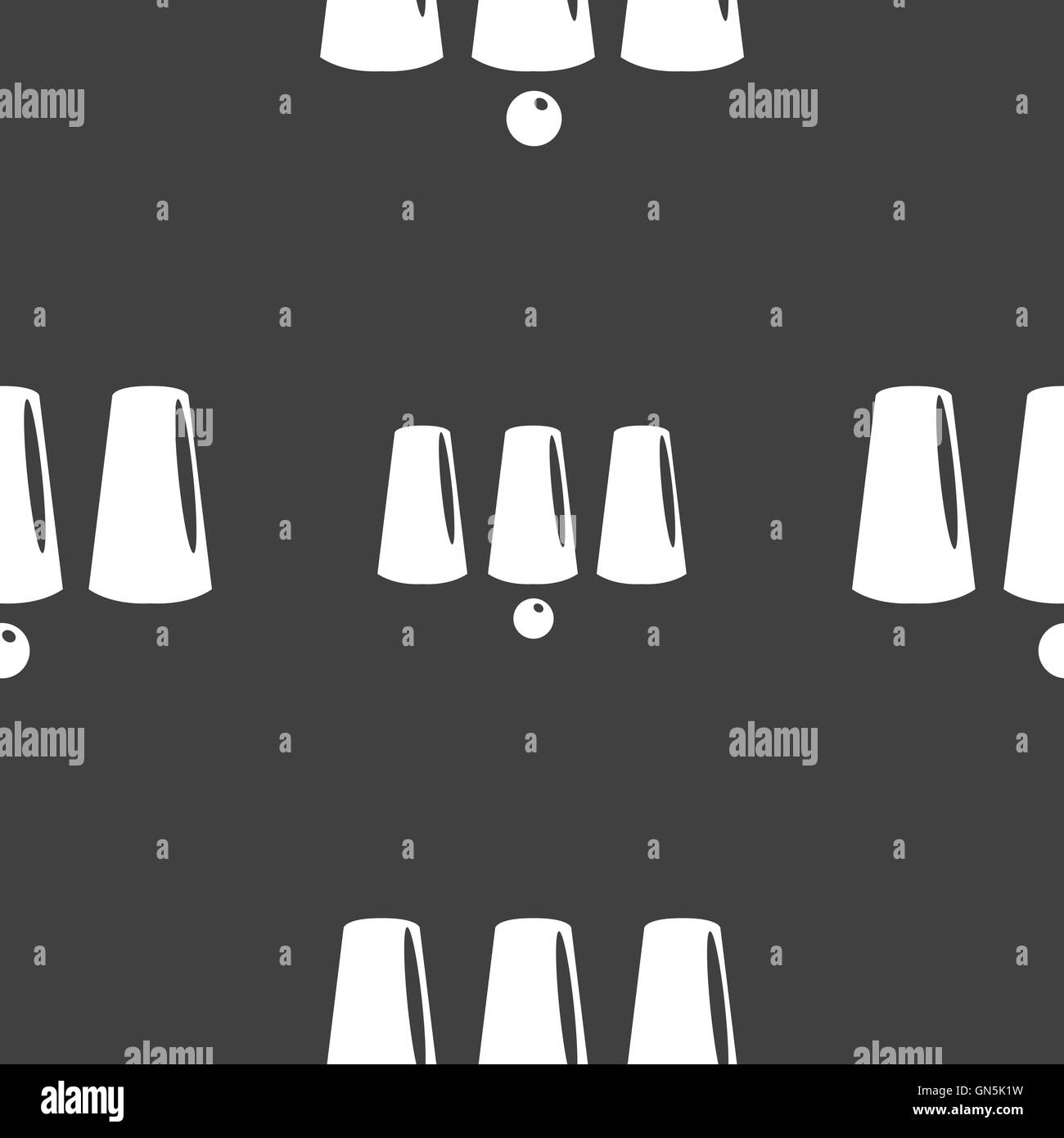 Three game thimbles with a ball, games 3 cups icon sign. Seamless ...