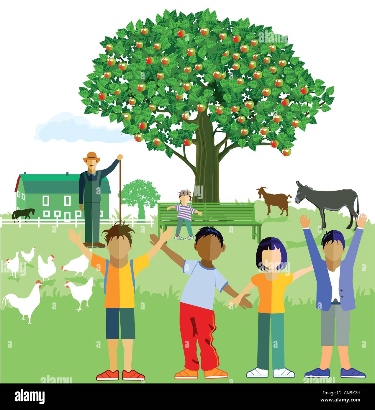 Kids on the Farm Stock Vector Image & Art - Alamy