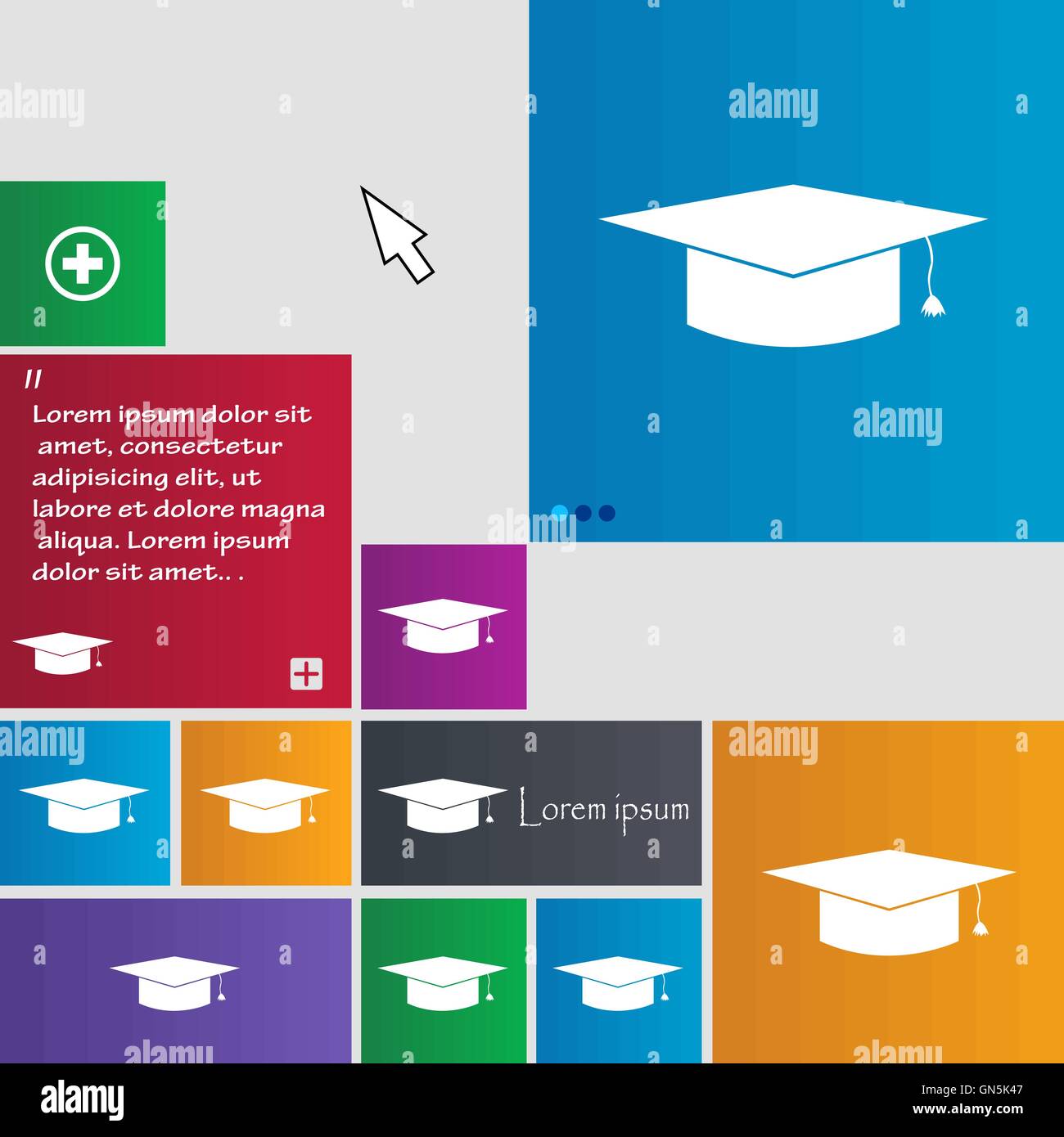 Graduation cap icon sign. buttons. Modern interface website buttons with cursor pointer. Vector ...