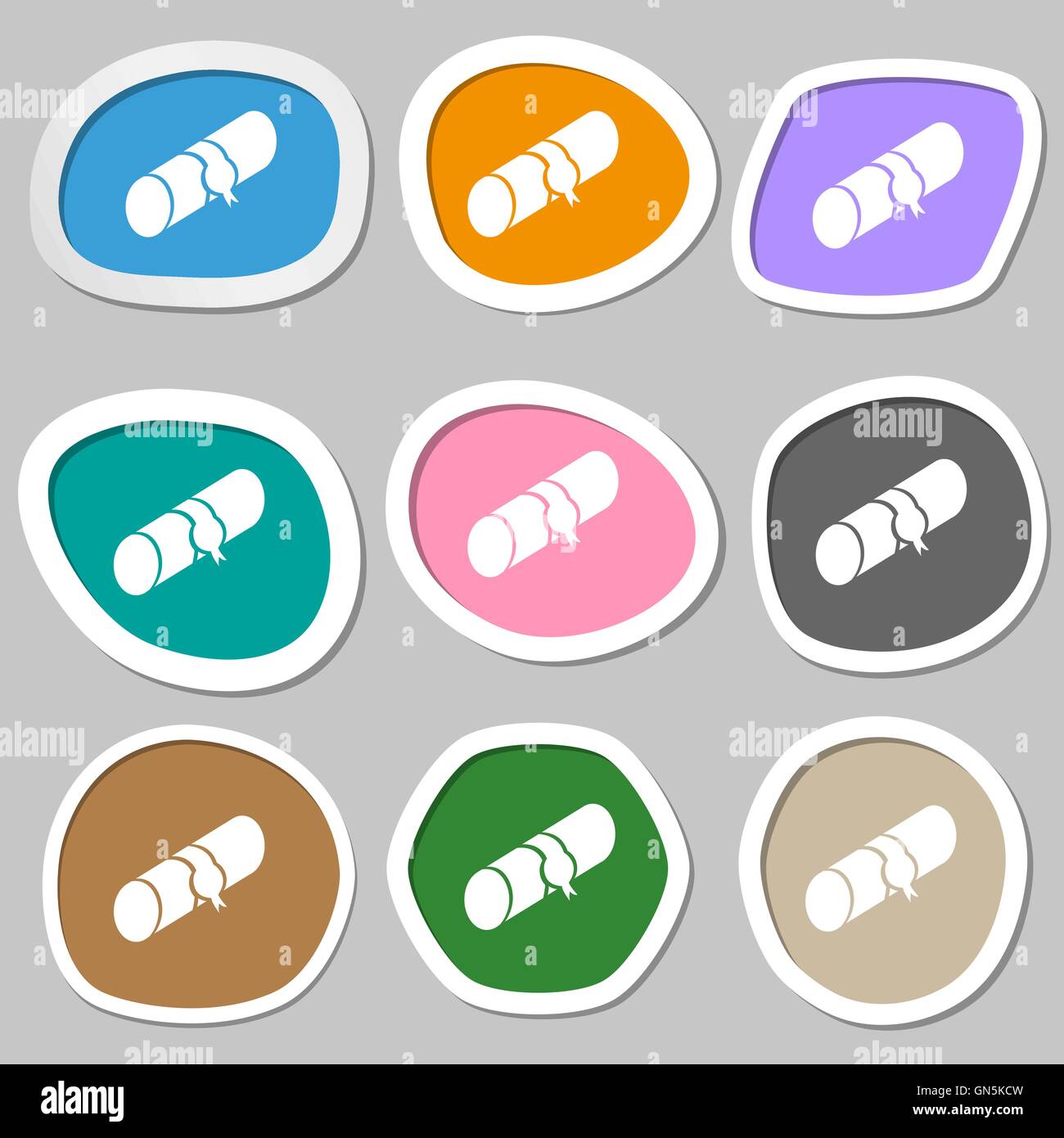 pencil case symbols. Multicolored paper stickers. Vector Stock Vector ...