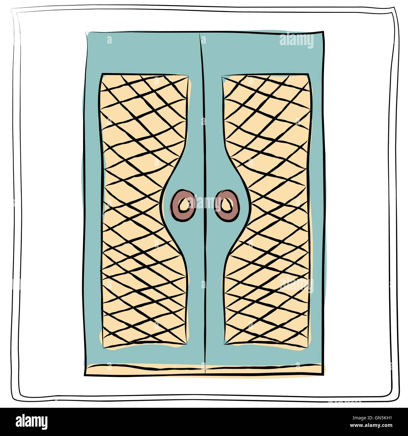 Old door icon, isolated illustration vector. Close up wooden doo Stock ...