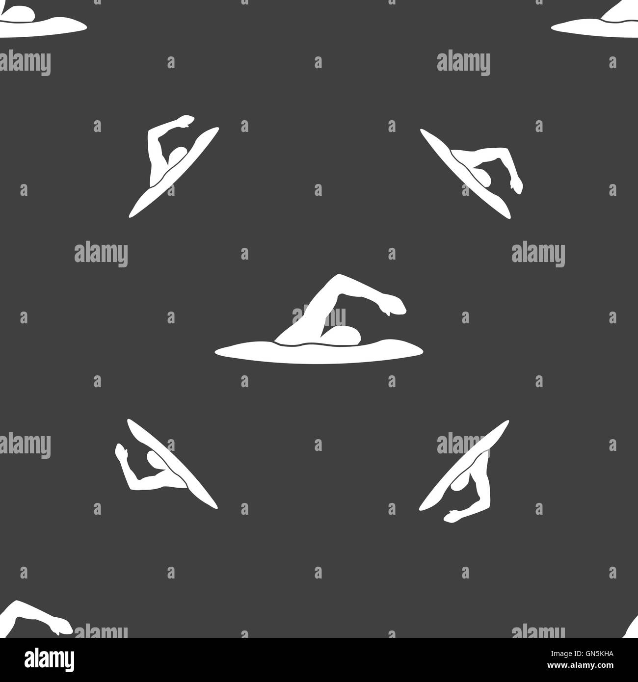 swimmer icon sign. Seamless pattern on a gray background. Vector Stock ...