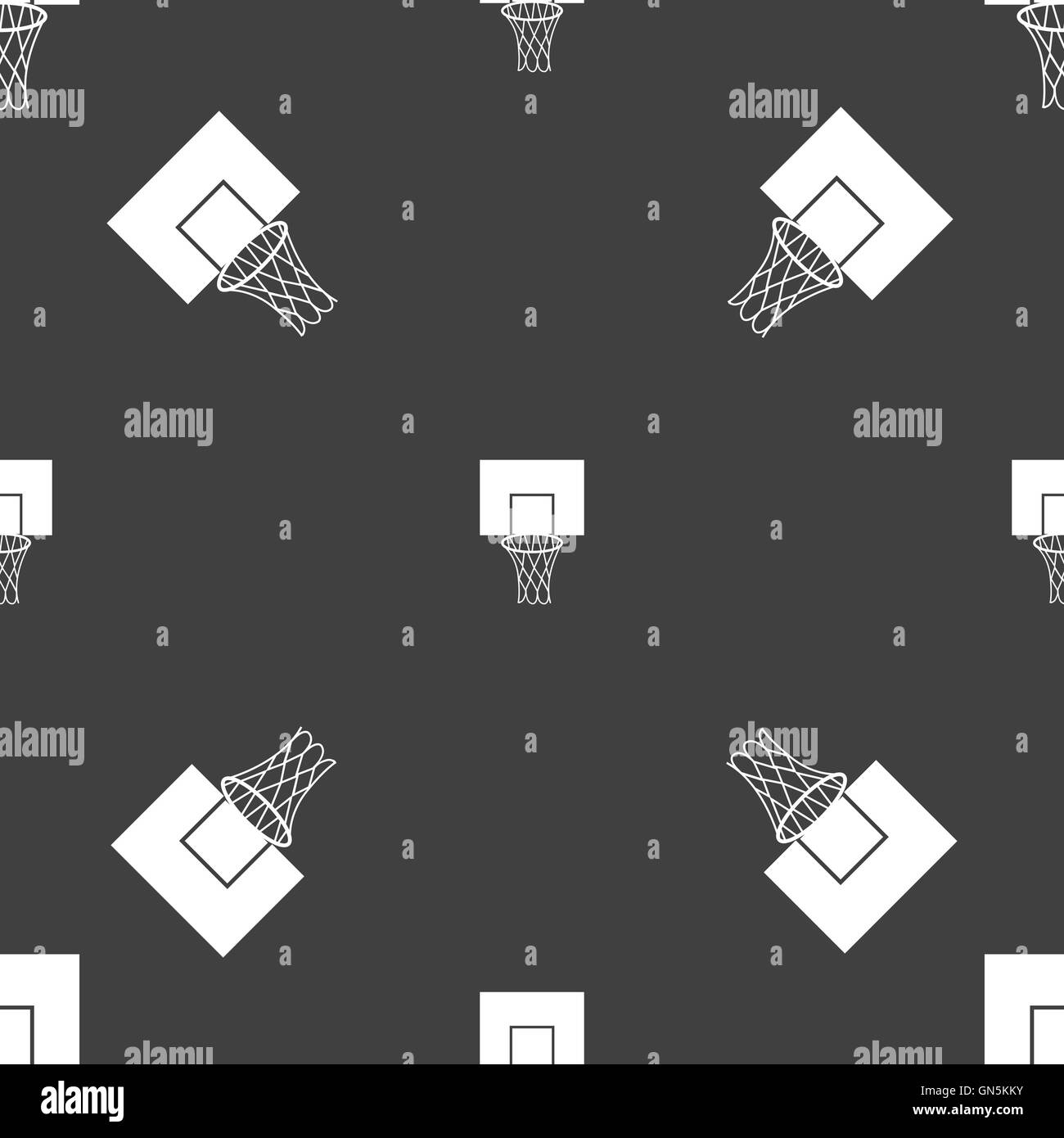 Basketball backboard icon sign. Seamless pattern on a gray background ...