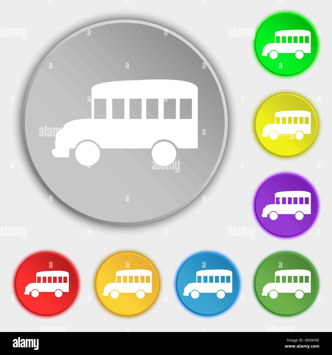 Bus icon sign. Symbol on eight flat buttons. Vector Stock Vector Image ...