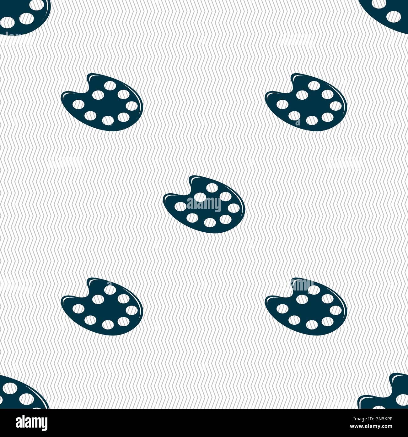 Paint with palette icon sign. Seamless pattern with geometric texture ...