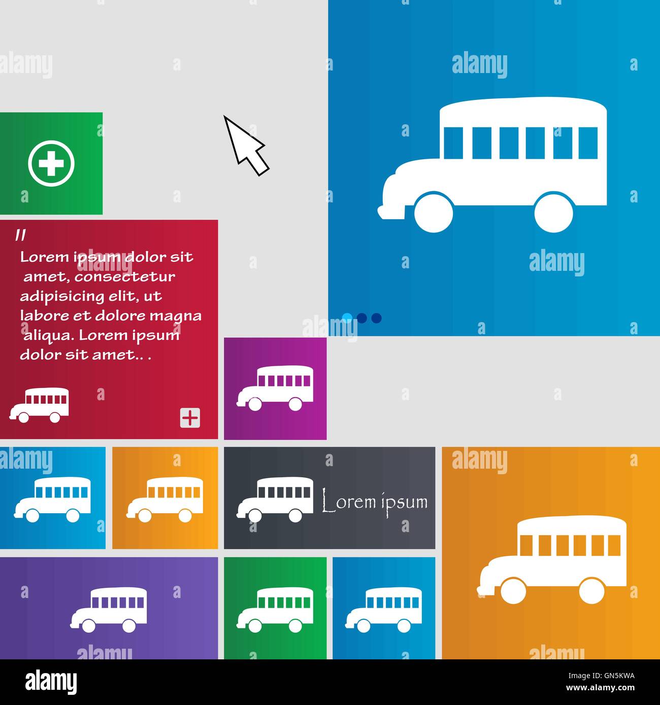 Bus icon sign. buttons. Modern interface website buttons with cursor pointer. Vector Stock ...