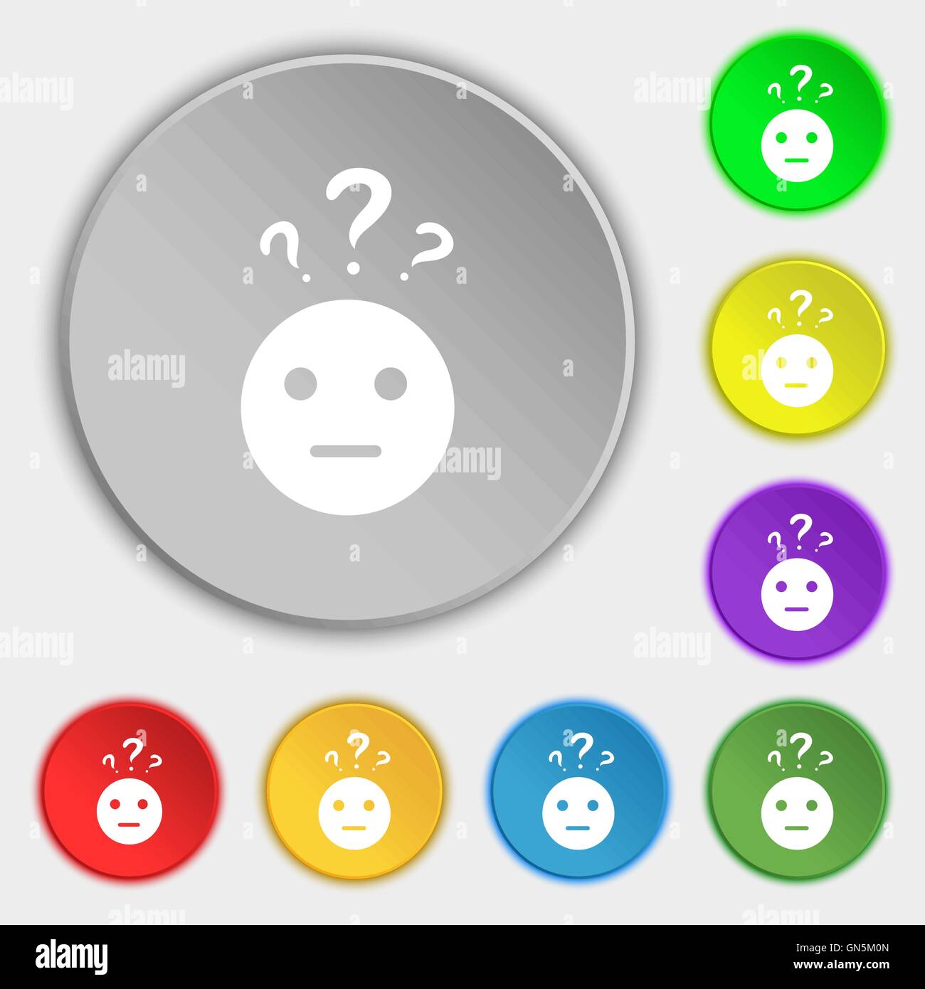 question mark and man, incomprehension icon sign. Symbol on eight flat ...