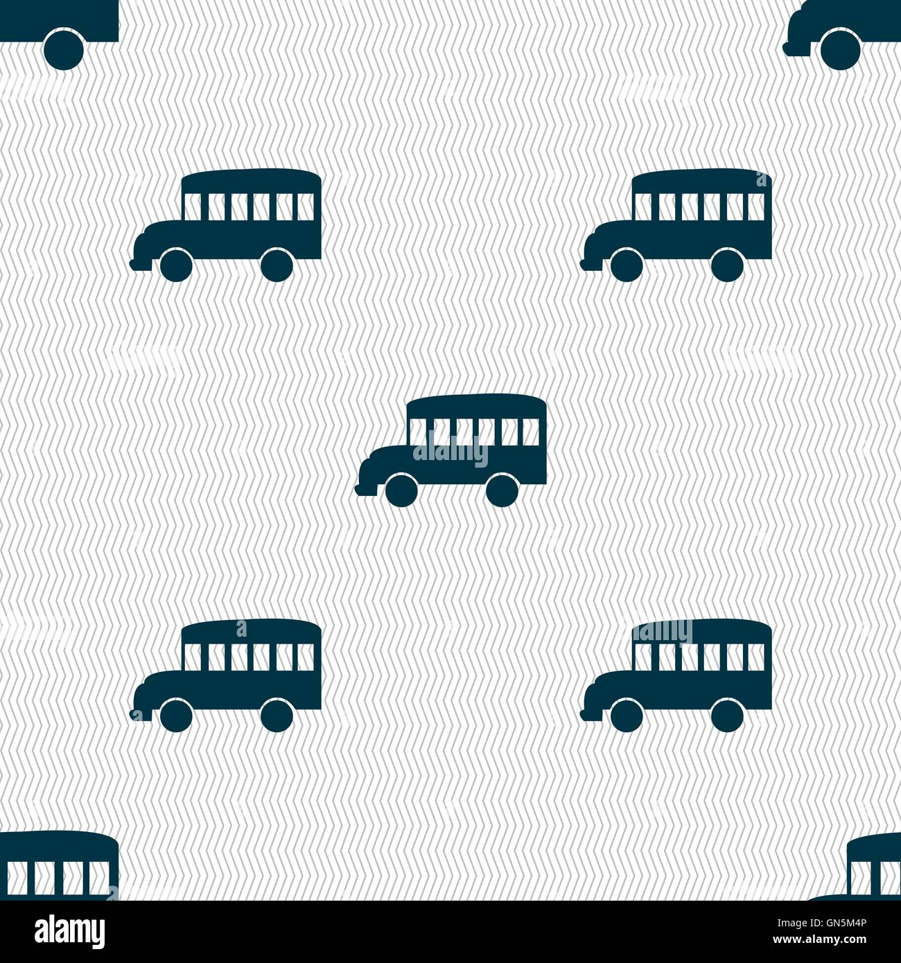 Bus icon sign. Seamless pattern with geometric texture. Vector Stock ...