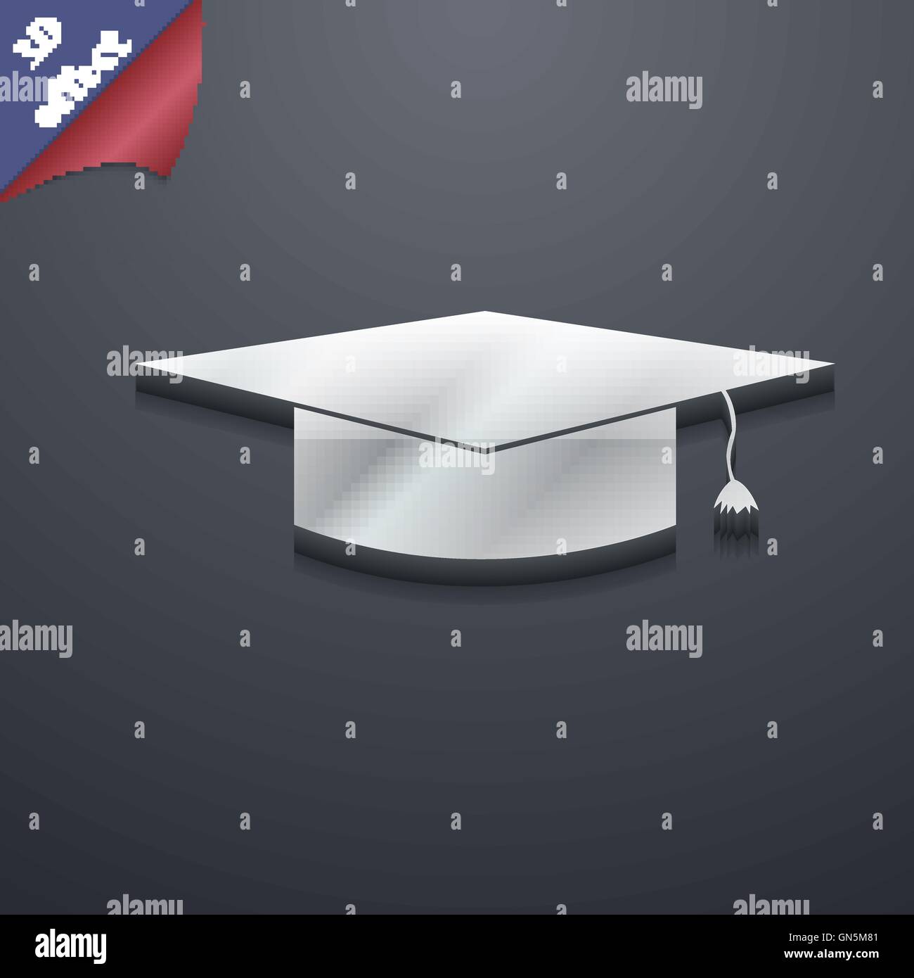 Graduation cap icon symbol. 3D style. Trendy, modern design with space ...