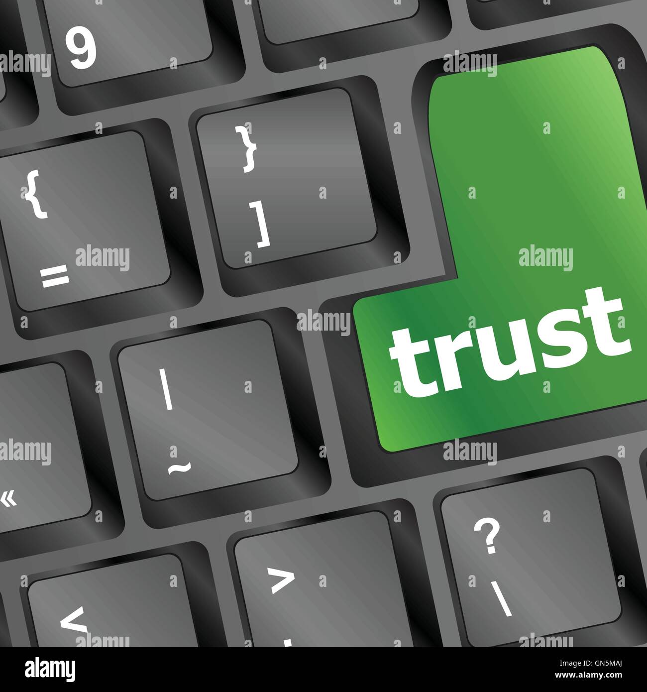 Computer keyboard with trust button, business concept vector ...