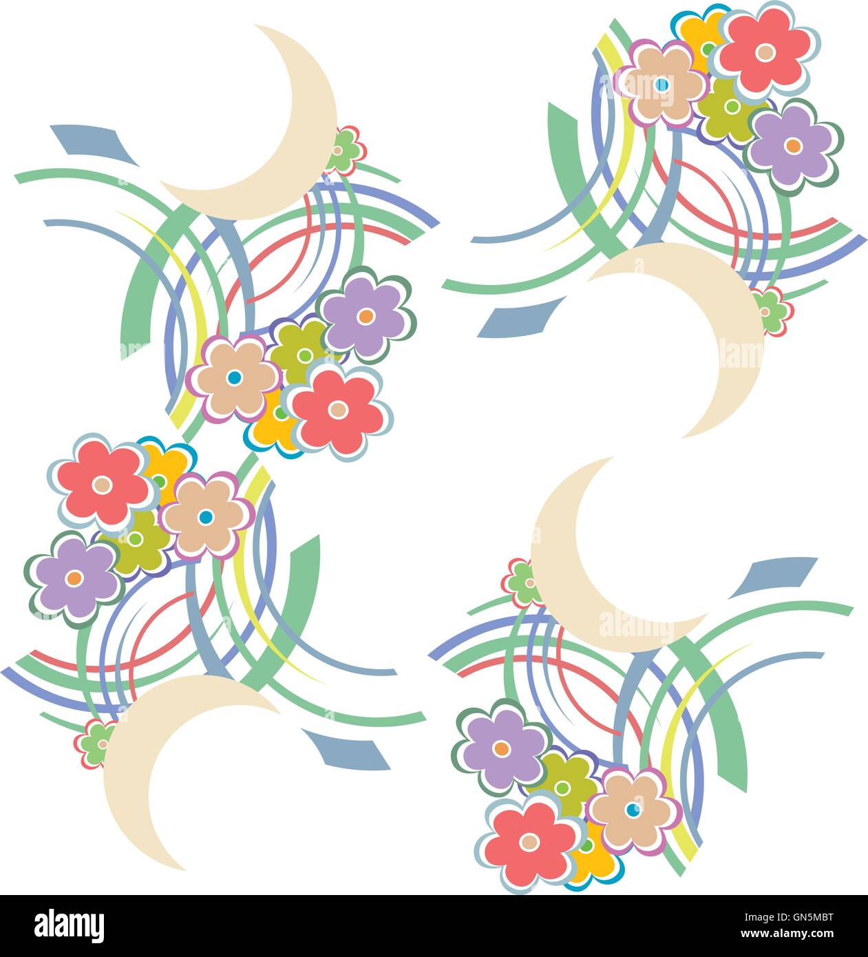 Vector seamless pattern with flowers and leaves. Floral colorful ...