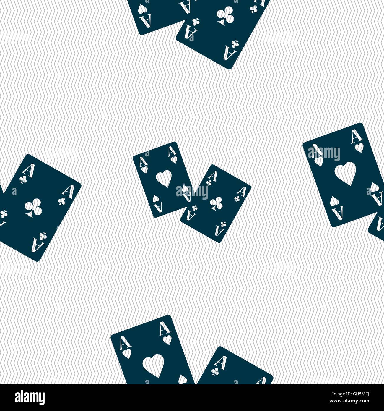 Two Aces icon sign. Seamless pattern with geometric texture. Vector ...