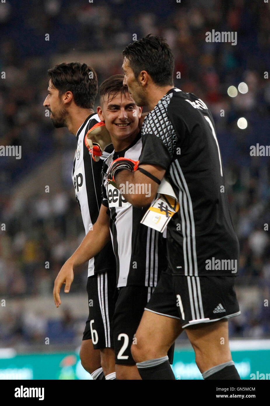 From left, JuventusÕ Sami Khedira, Paulo Dybala and Gianluigi Buffon ...