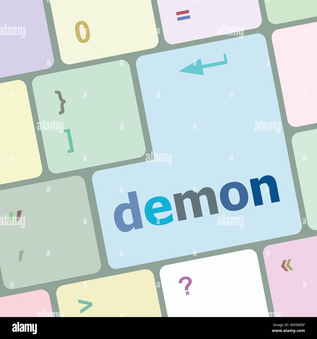 demon word on keyboard key, notebook computer button vector ...