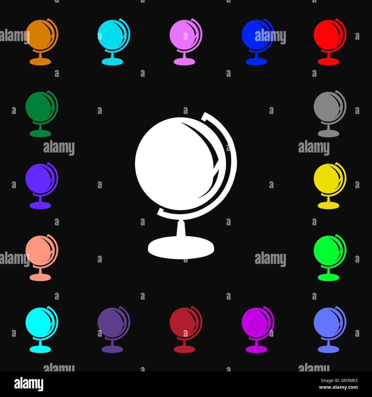 Globe icon sign. Lots of colorful symbols for your design. Vector Stock ...