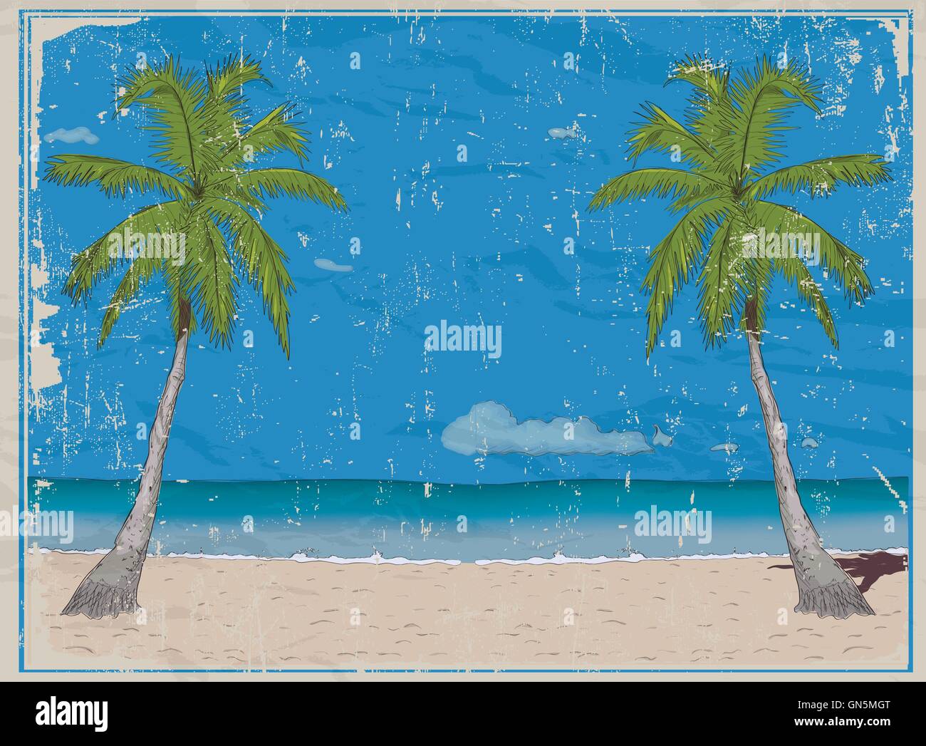 Retro poster with sea paradise Stock Vector Image & Art - Alamy